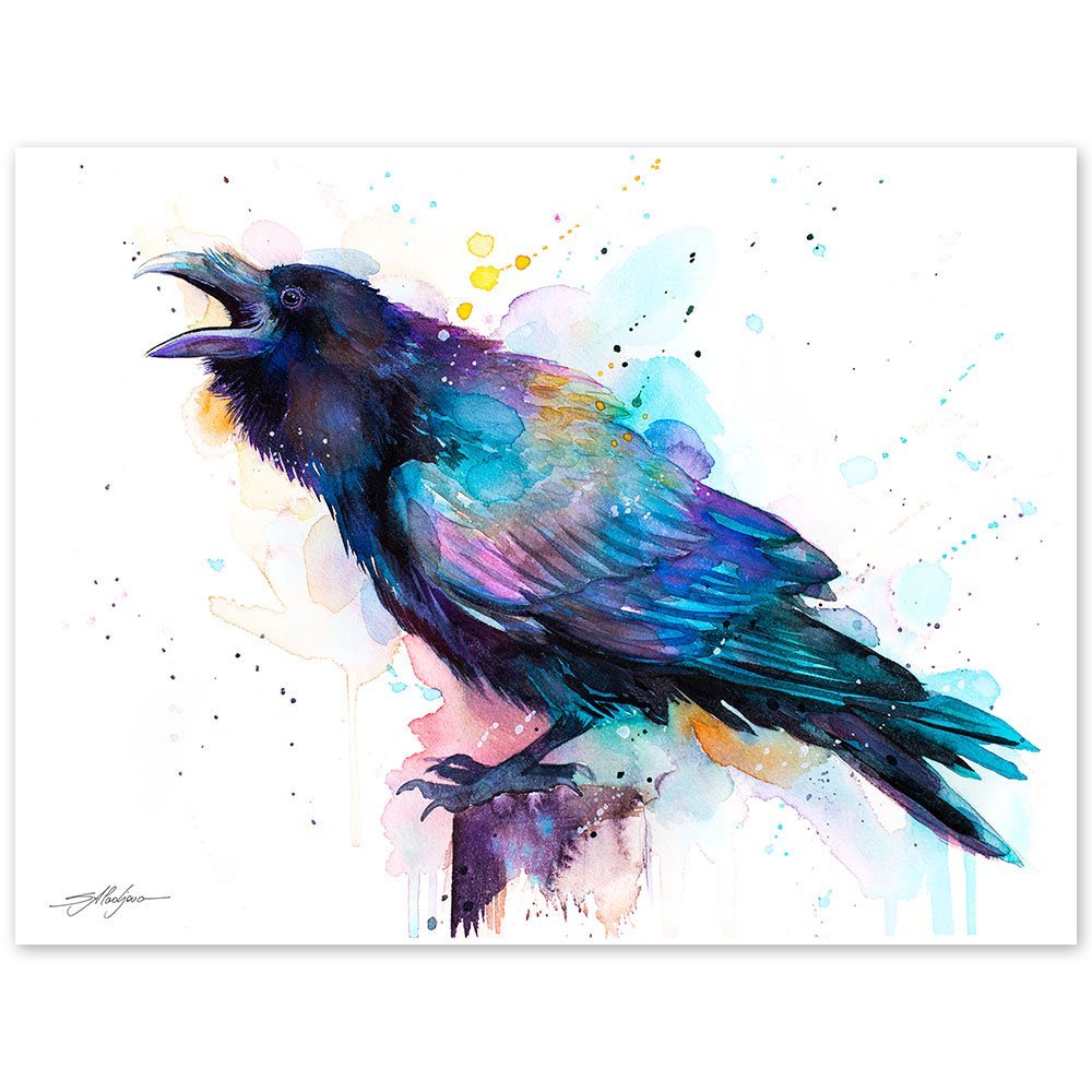 Watercolor Raven