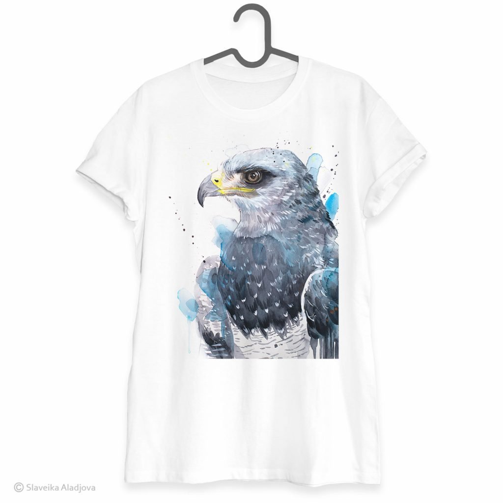 Black-chested buzzard-eagle art T-shirt. Art by Slaveika Aladjova.