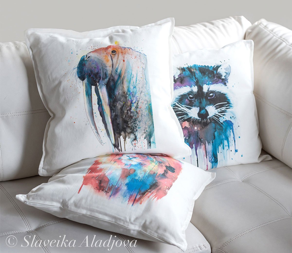Walrus art Pillow case. Art by Slaveika Aladjova.