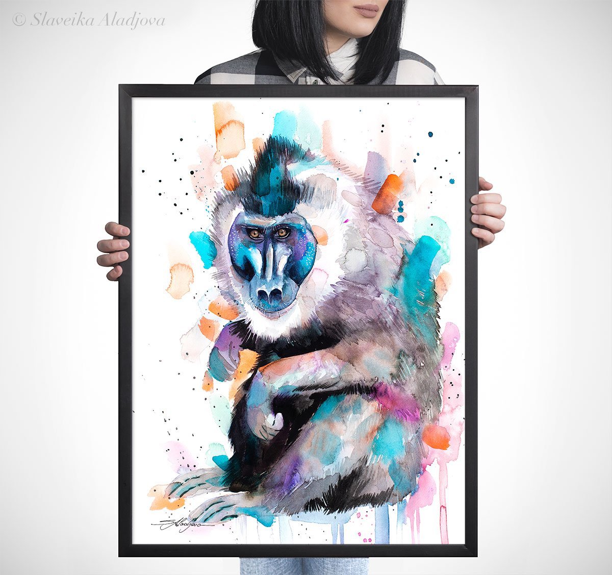 Drill Monkey watercolor painting print by Slaveika Aladjova