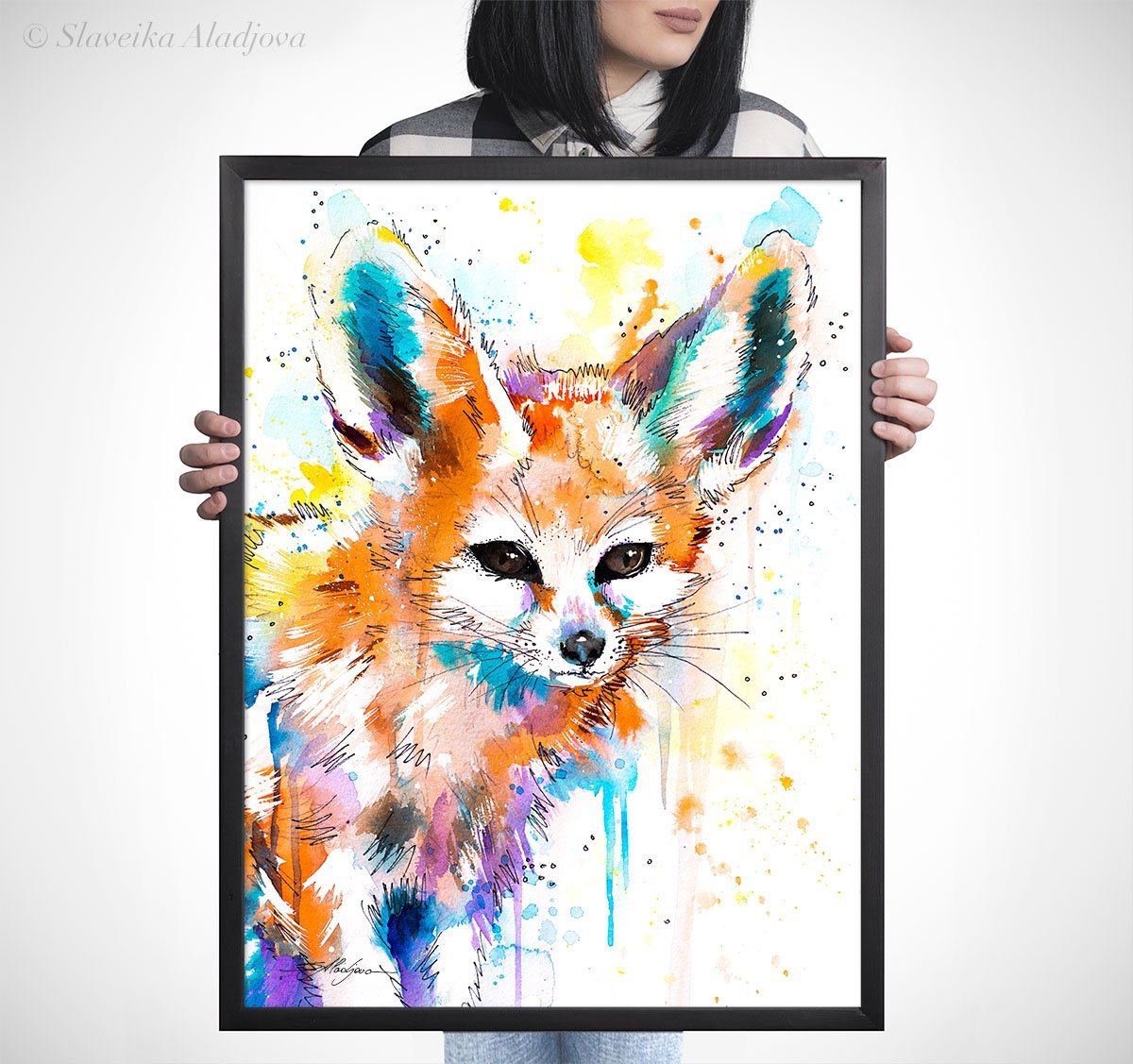 Fennec fox watercolor painting print by Slaveika Aladjova