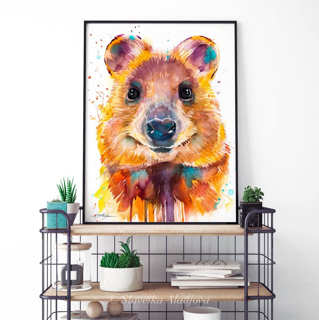 Quokka watercolor painting print by Slaveika Aladjova