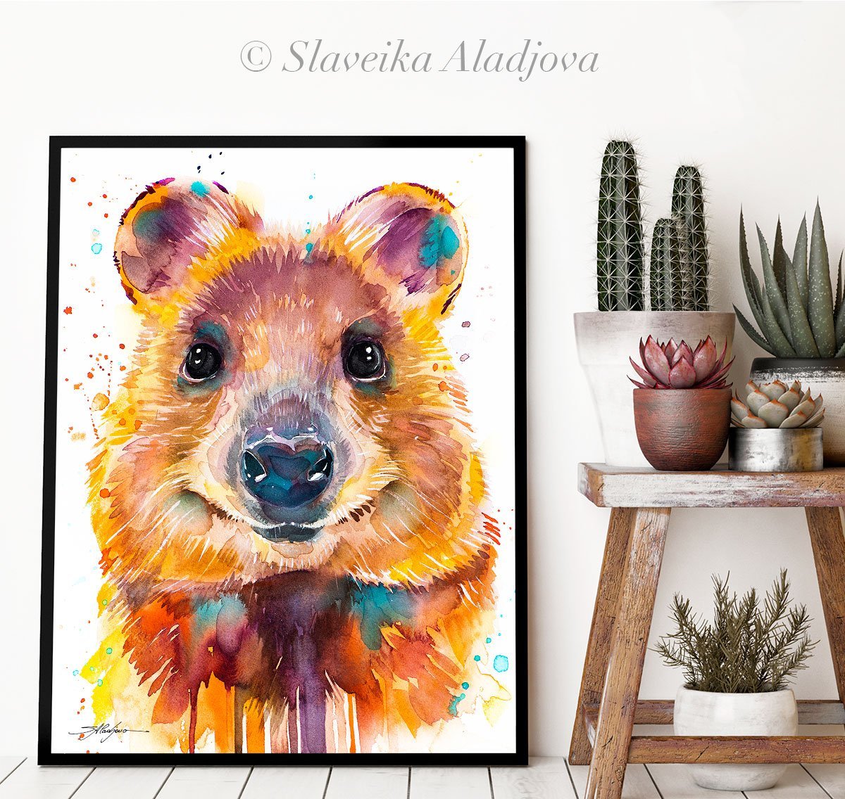 Quokka watercolor painting print by Slaveika Aladjova